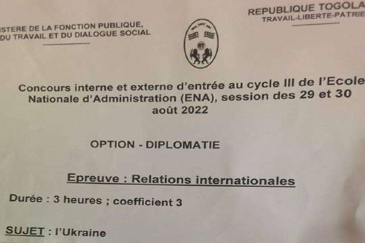 Sujet : l'Ukraine ; cette épreuve du concours d'entrée à l'ENA provoque ...